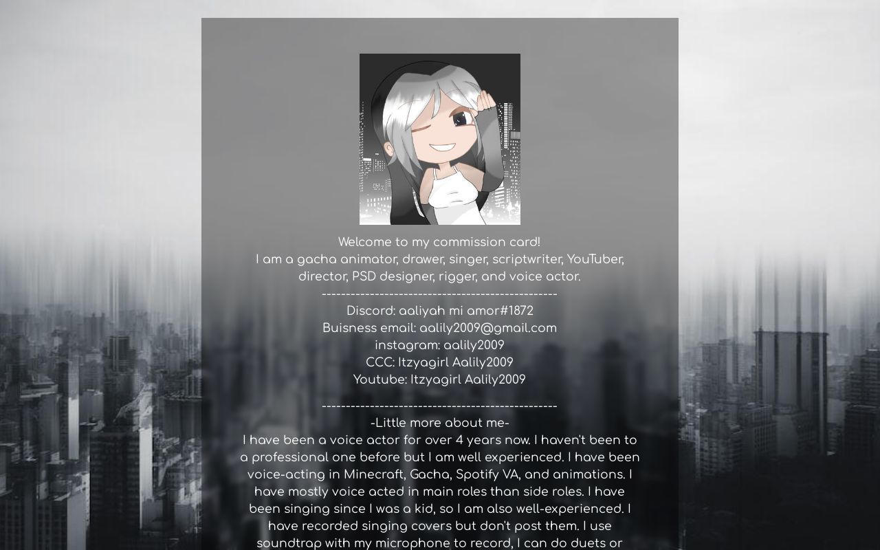 Aalily2009's Commision Card